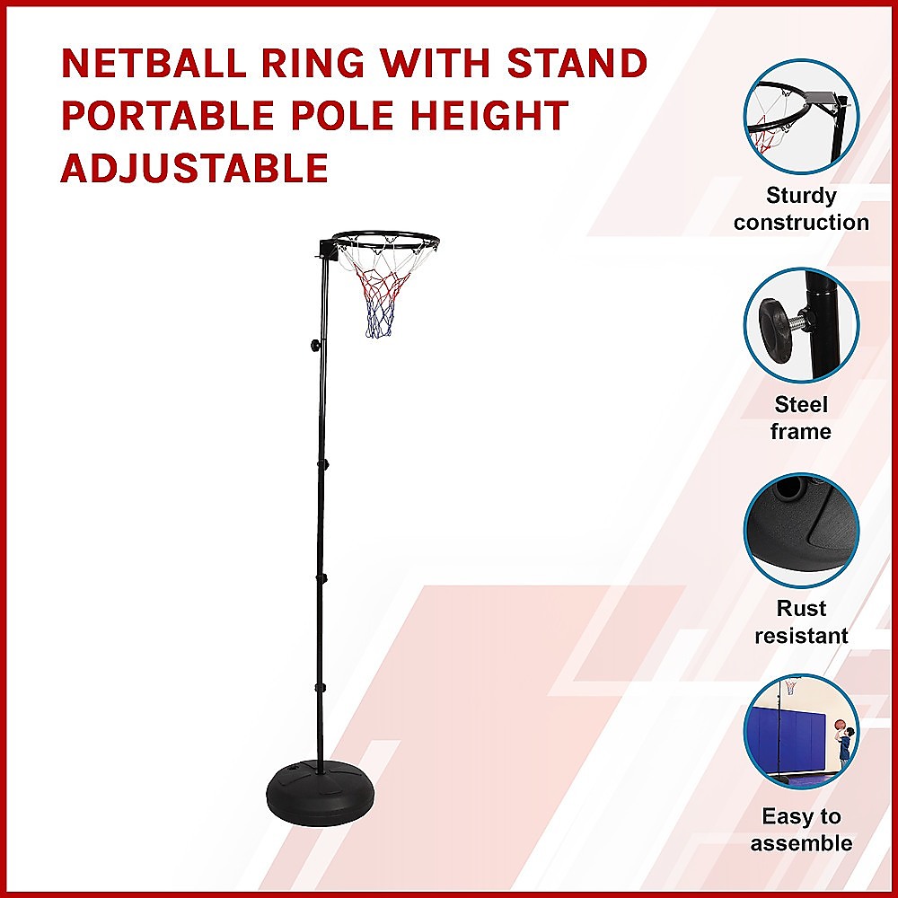 Netball Ring with Stand Portable Pole Height Adjustable – Little Infants AU