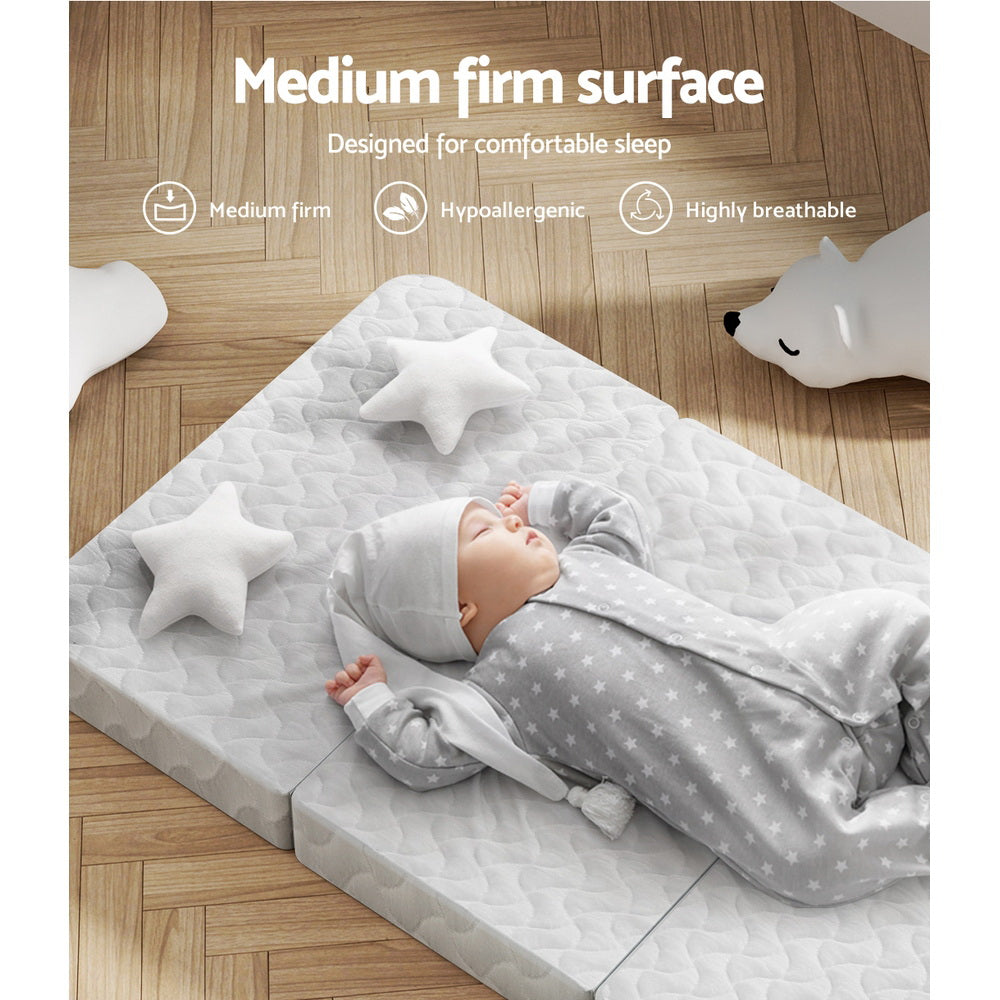 Foldable Mattress Foam Travel Cot Baby Bamboo – Little Infants AU