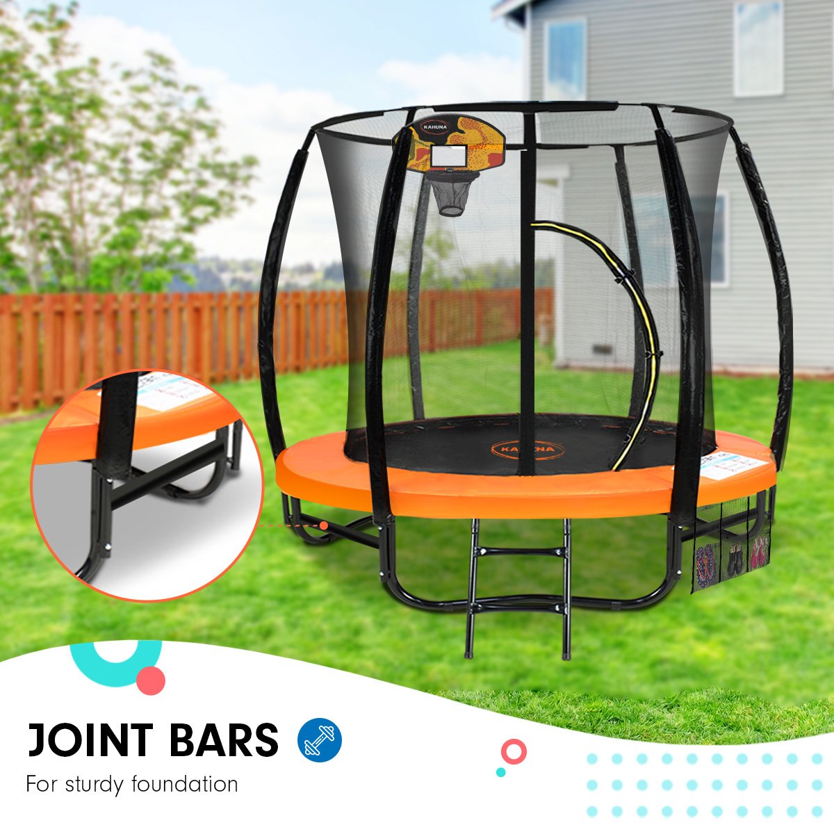 8ft Outdoor Orange Trampoline For Kids And Children – Little Infants AU