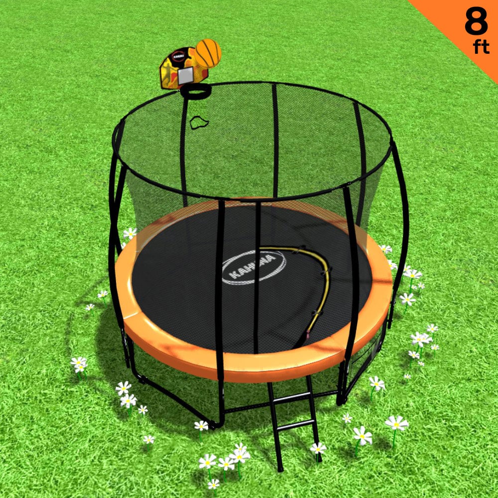 8ft Outdoor Orange Trampoline For Kids And Children – Little Infants AU